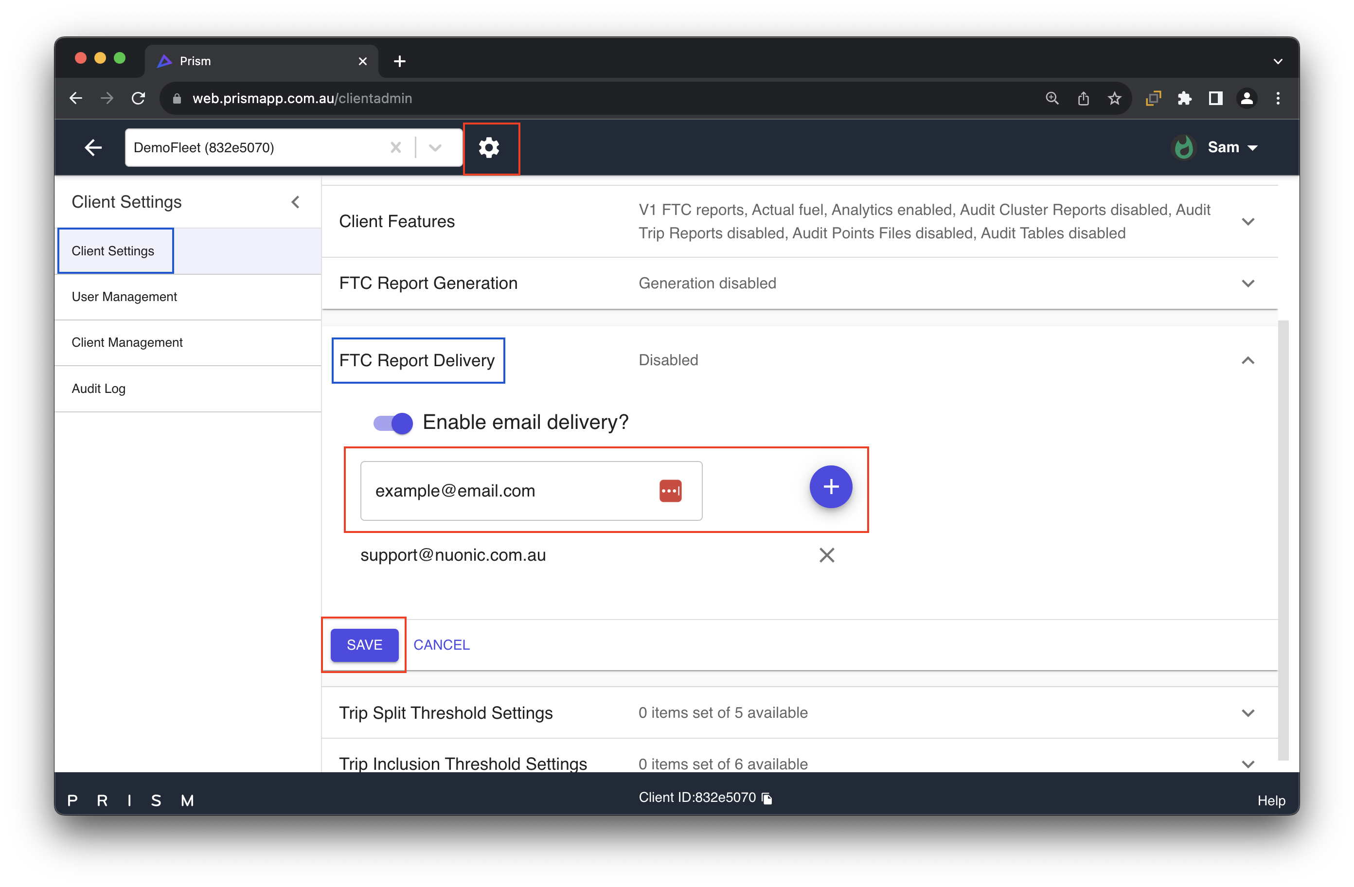 Logging into the Prism web app for the first time
